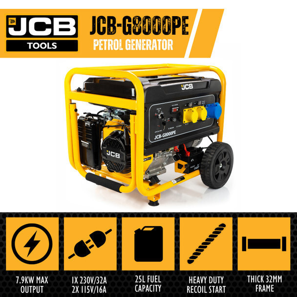 JCB G8000PE Petrol Generator - Generators Direct