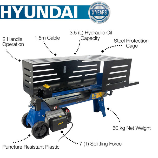 Hyundai 7 Tonne Horizontal Electric Log Splitter