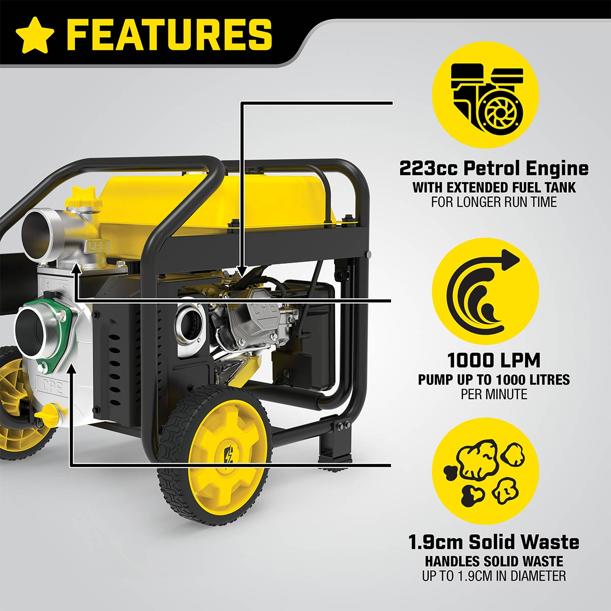 Champion 3 Inch Clean/Dirty Water Pump with Hose Kit - Generators Direct